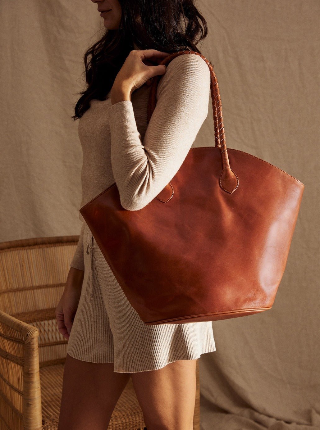 Tan Leather Tote Bag -Ethical Leather Tote Australia – Ovae
